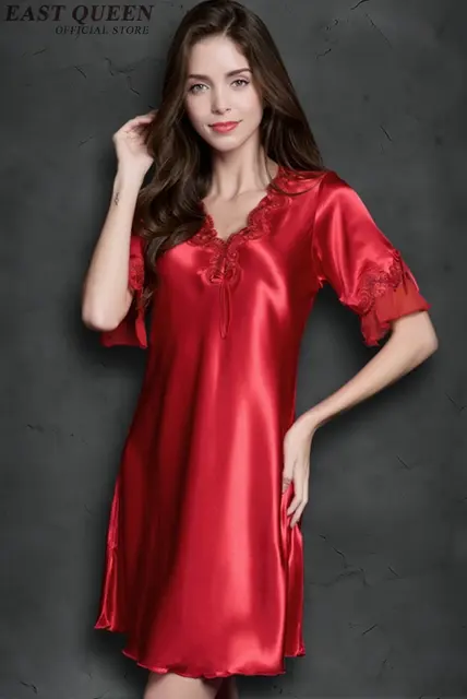 Satin nightgown Sexy Night Clothes Satin Nightgowns Summer Short Sleeve ...