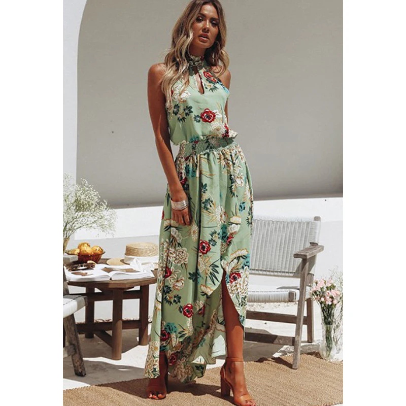 Womens Maxi Long Dress Holiday Summer Evening Party Beach Slit Split
