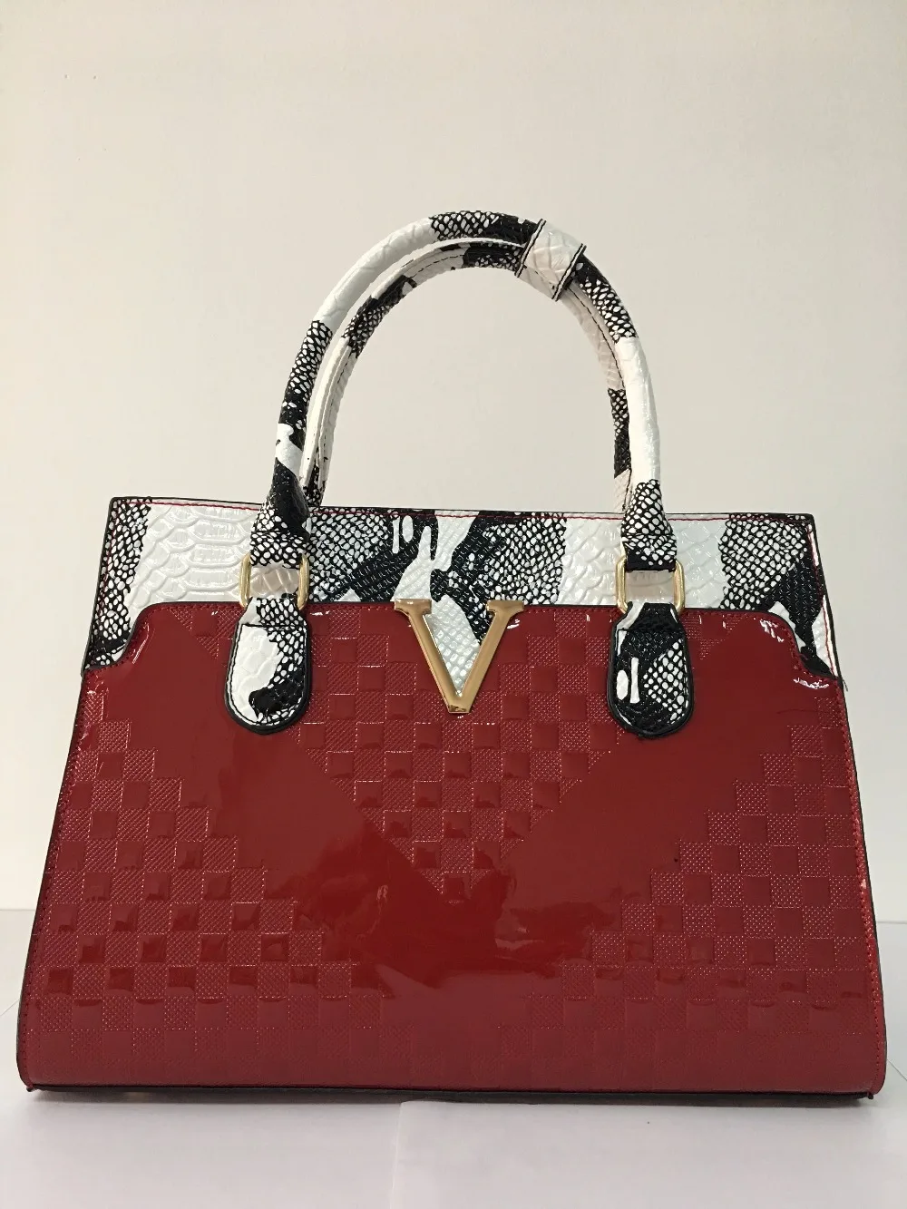 python-print-color-block-satchel-chequer-board-pattern-handbag-luxury-leather-handbag-shoulder