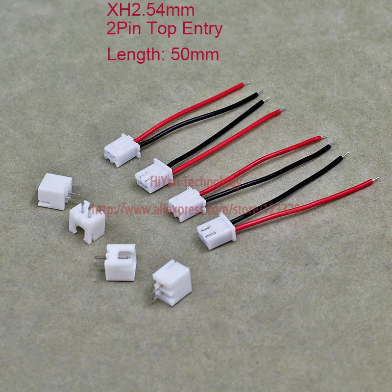 1000sets XH2.54 JST 2.54mm Pitch Top Entry 2Pin Connector 50mm Length ...