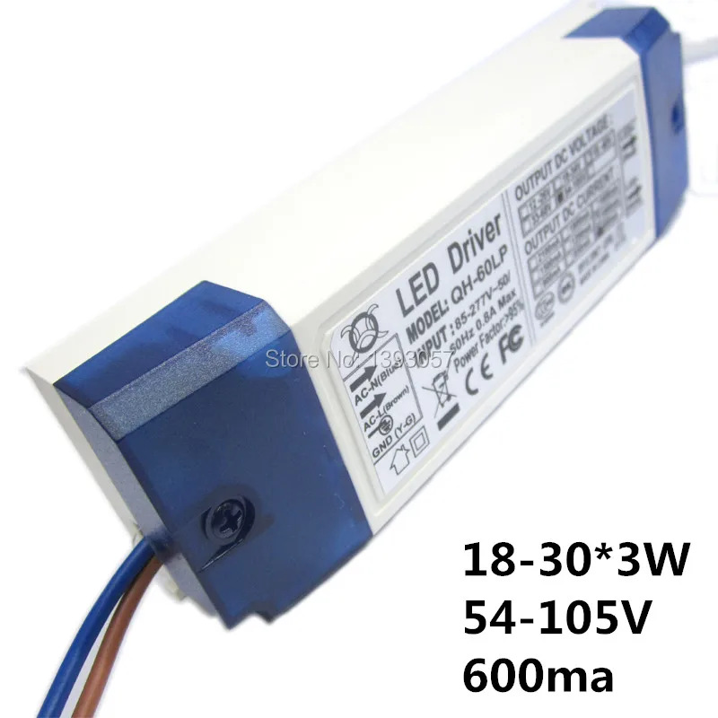10 Pieces 40W 50W 60W LED Driver 18 30x3W 600mA DC54 105V High Power ...