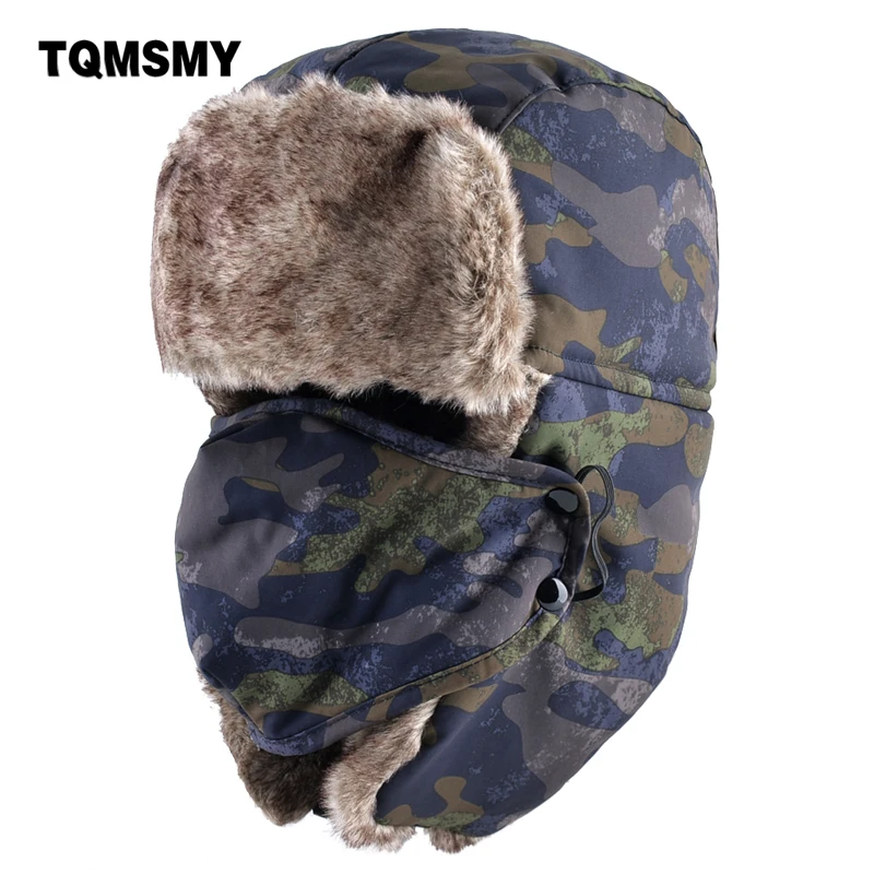 TQMSMY Camouflage russian hats for men winter bomber hat women's cap ...
