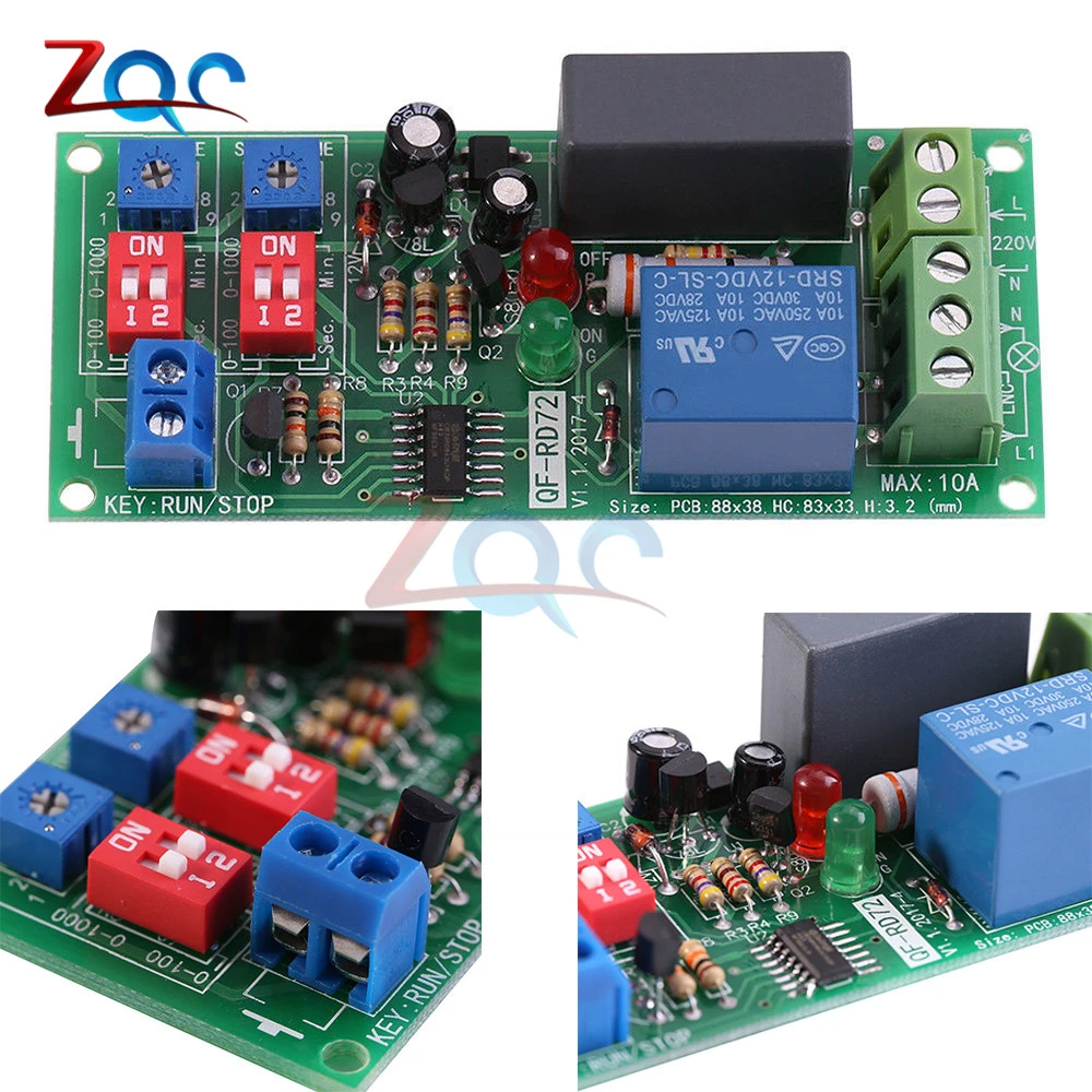 Dual Time Adjustable Cycle Delay Timing Relay Repeat ON OFF Switch ...