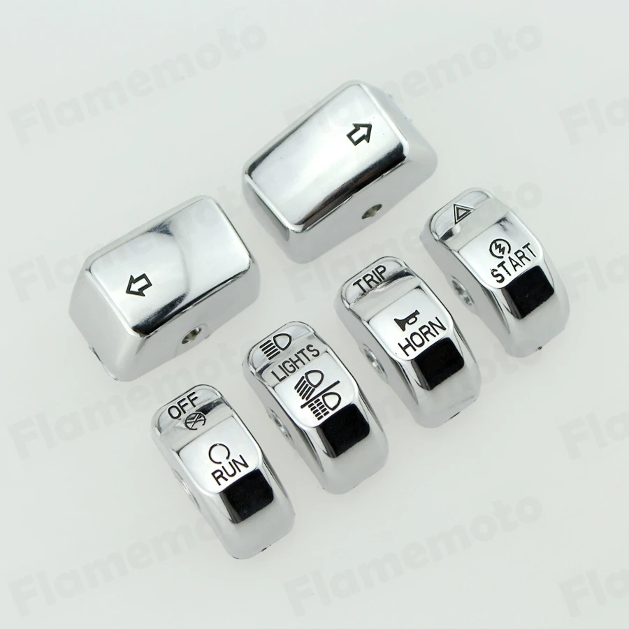 Chrome-Motorcycle-Switch-Housing-Covers-Control-Button-Cap-Kit-for ...