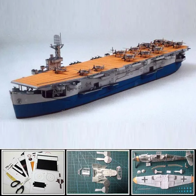 2016 Paper Model Ships US escort aircraft carrier CARD 1:400 scale 38CM ...