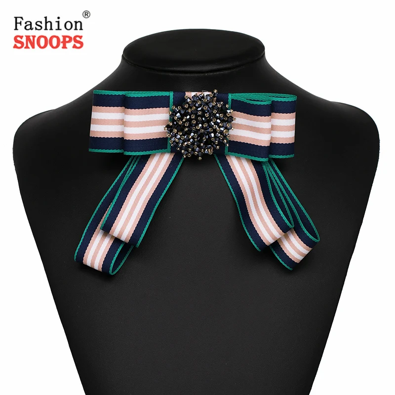 Broches de tela de lona para mujer, broche con lazo de cristal ...