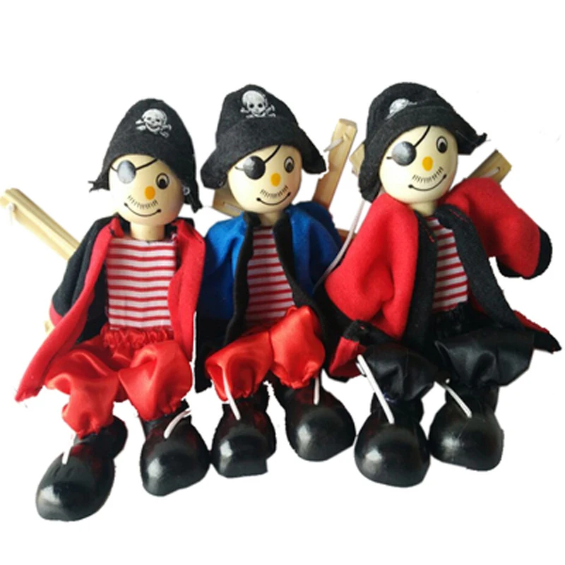 New Funny Toy Pull String Puppet Pirate Wooden Marionette Puppet Toy ...