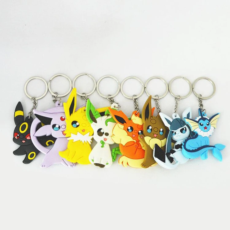 8style Pokemon Key Chain Cute Silicone Pocket Monster Keychain Kids Key ...