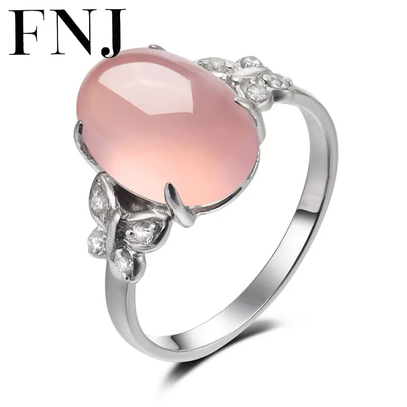 FNJ 925 Silver Rose Quartz Ring Natural Oval Stone New Original Pure ...