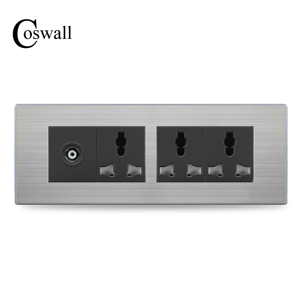COSWALL Luxury Universal Power Socket 3 Way Wall Outlet With TV Port ...
