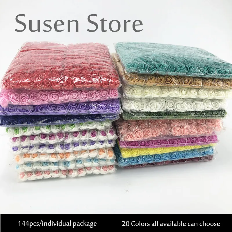 144pcs 2cm Mini Foam Rose Artificial Flower Bouquet Multicolor Rose ...