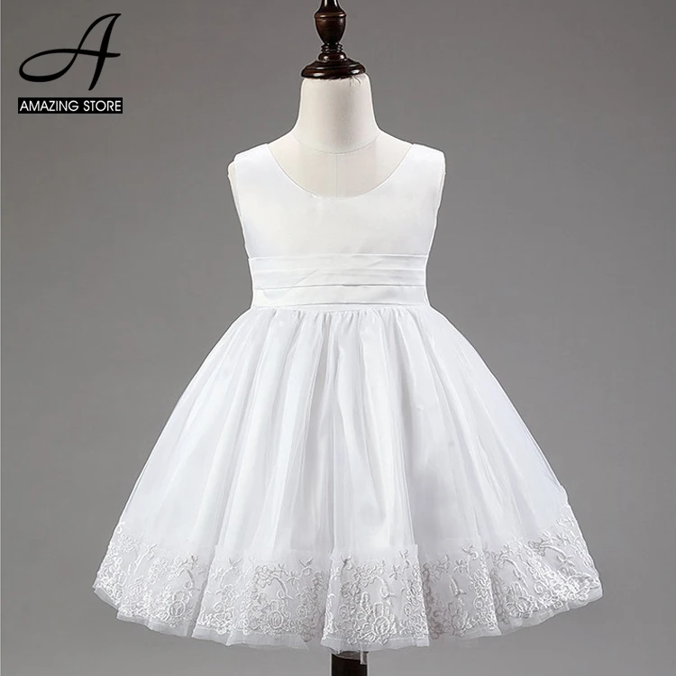 Girls white princess dresses for little girls lace wedding gowns maid ...