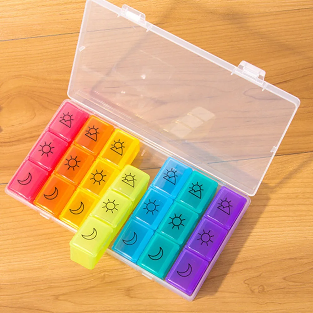 Pill Box 21 Day Medicine Tablet Dispenser Organizer Weekly Storage Case ...
