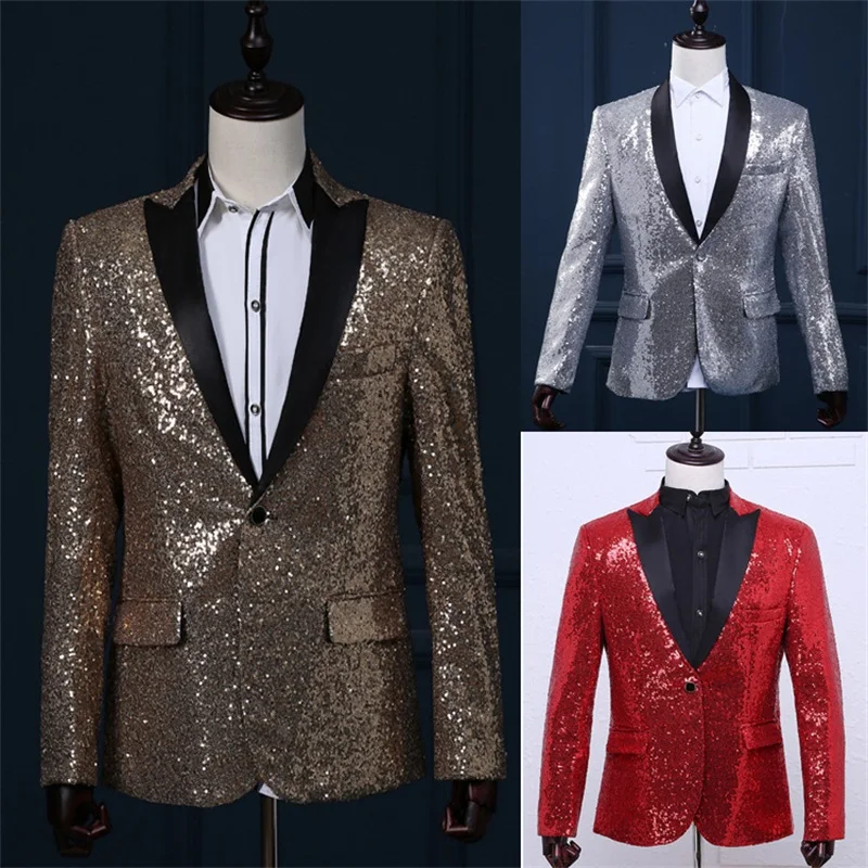 Paillette Male Master Sequins Dresses Stage Costumes Men Terno Suit Mc ...