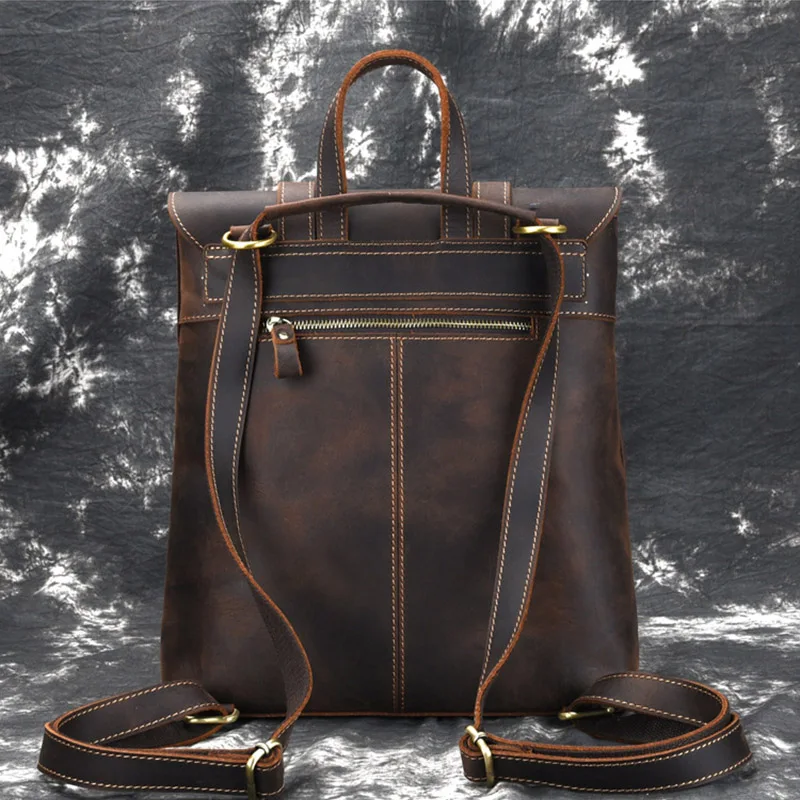 Винтажный Мужской рюкзак Crazy horse из кожи коричневого цвета из ...