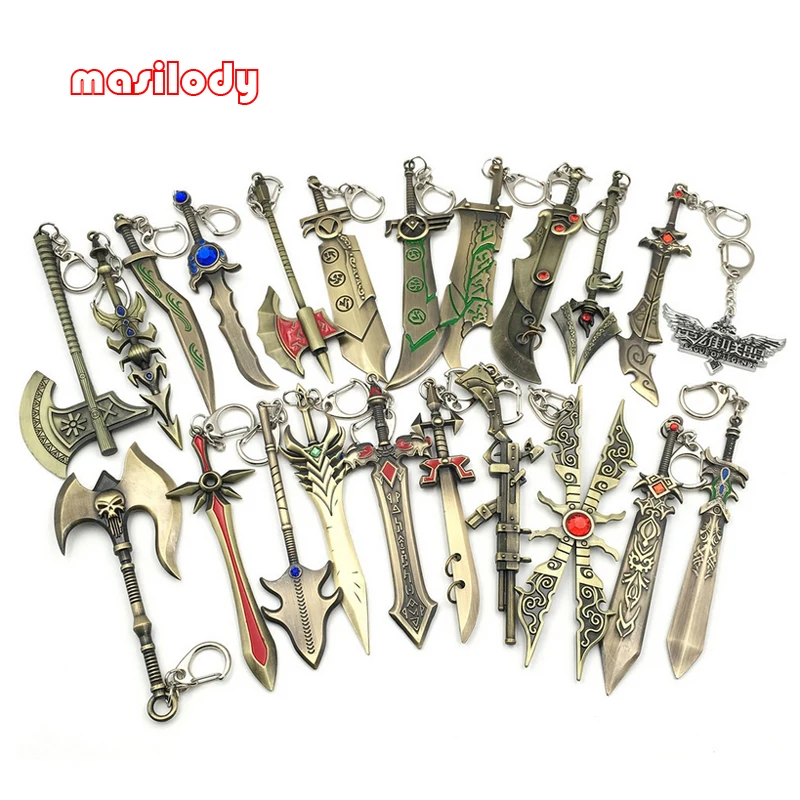 50pcs/lot Games Keychains Weapon Key Chain Knives And Forks Keychain ...