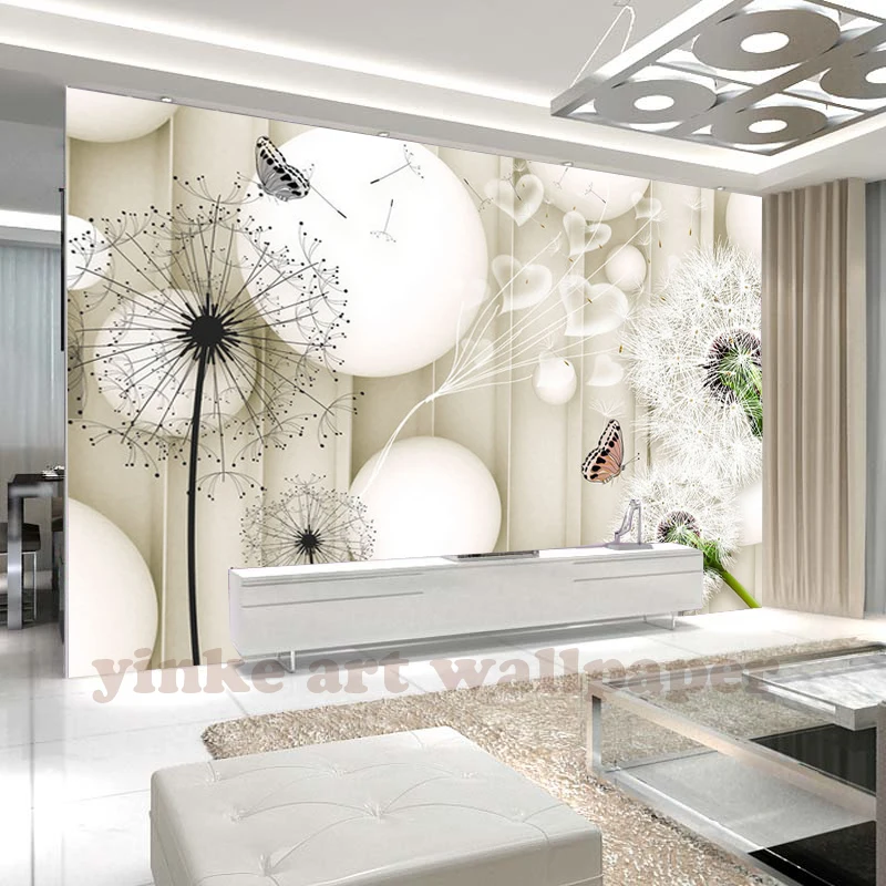 Custom Foto Behang Moderne 3d eenvoudige bal en paardebloem Behang ...