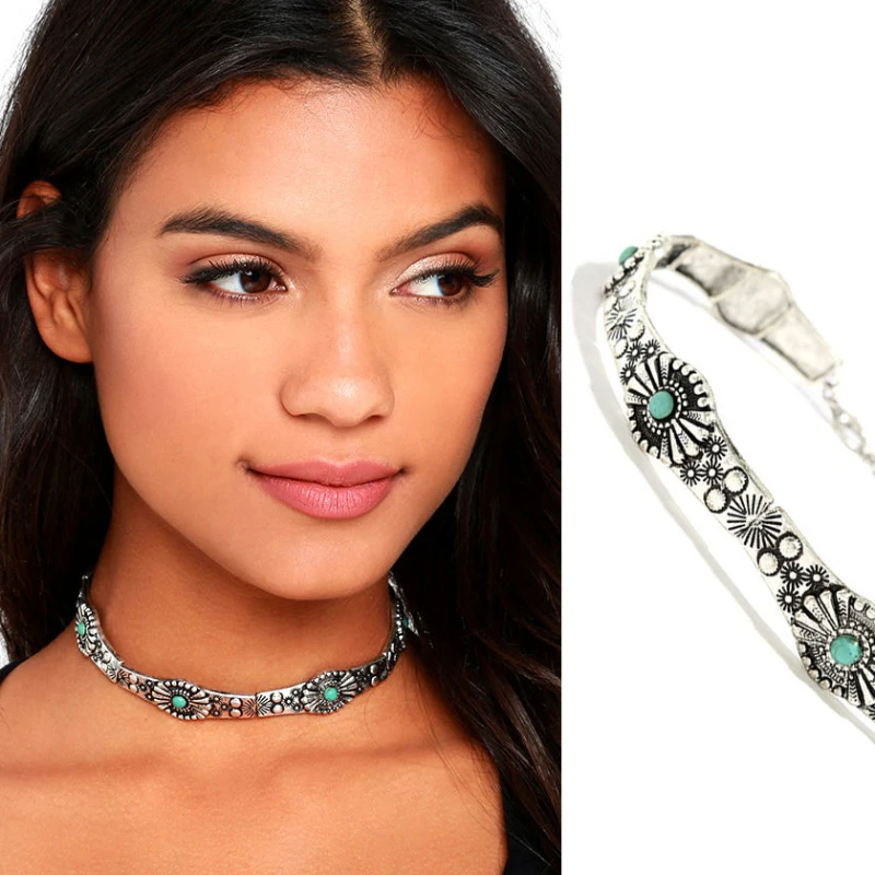 LZHLQ – collier ras du cou en pierre bleue pour femmes, clavicule ...