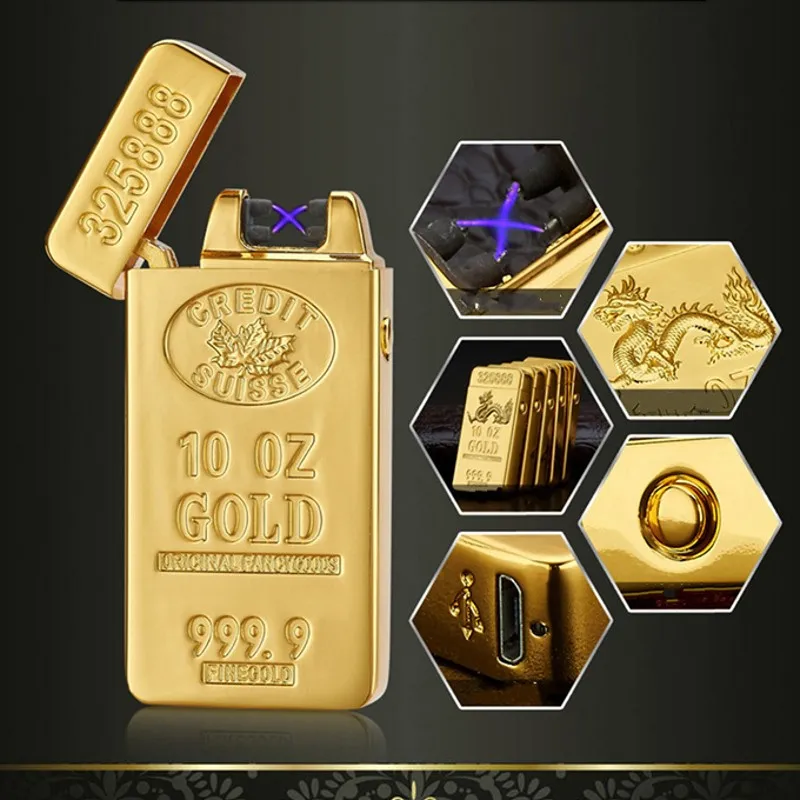 2017 wholesale Double arc pulse cross ligthers luxury gold bar design ...