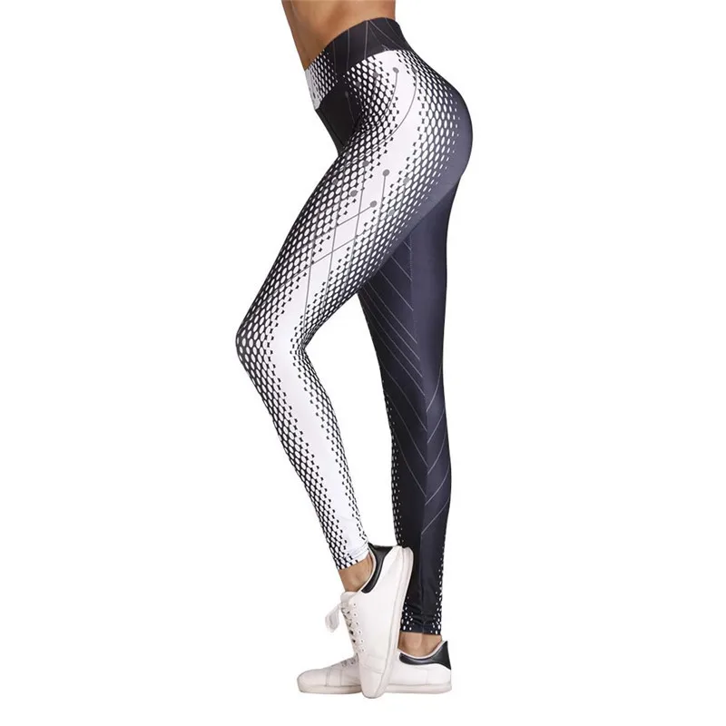 Plus Size Fitness Clothing Women Elastic Sporting Leggings Gradient Color Stripe Print Workout