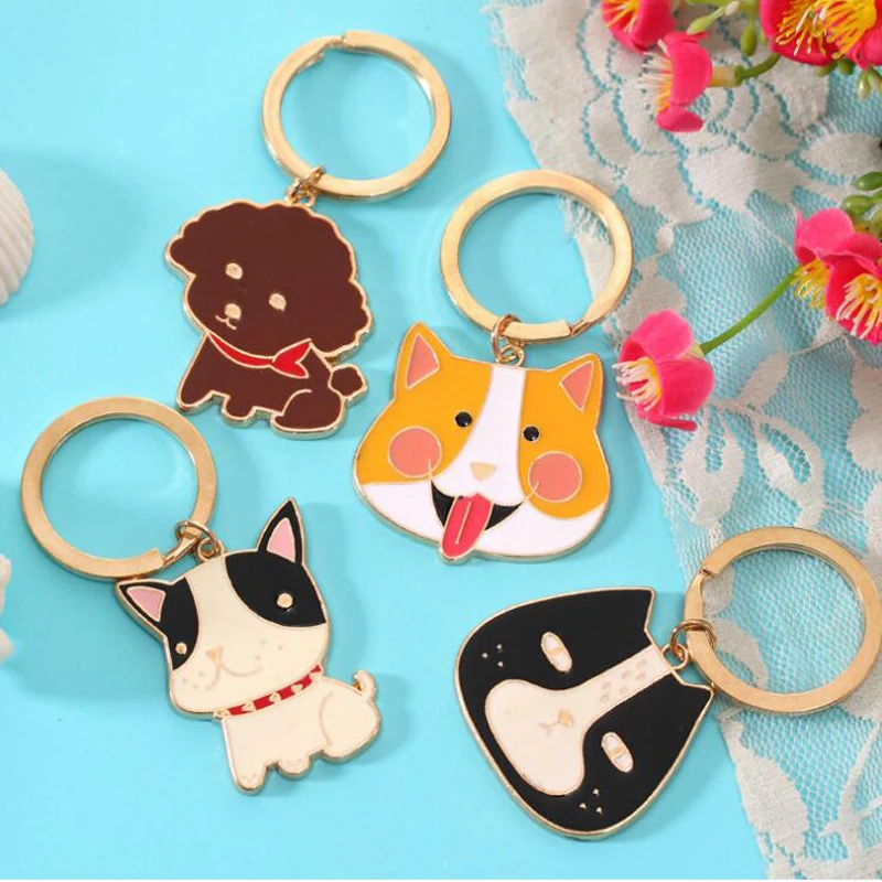 1 PC High Quality Creative Cartoon Dog Cats Keychains Animals Keychain ...
