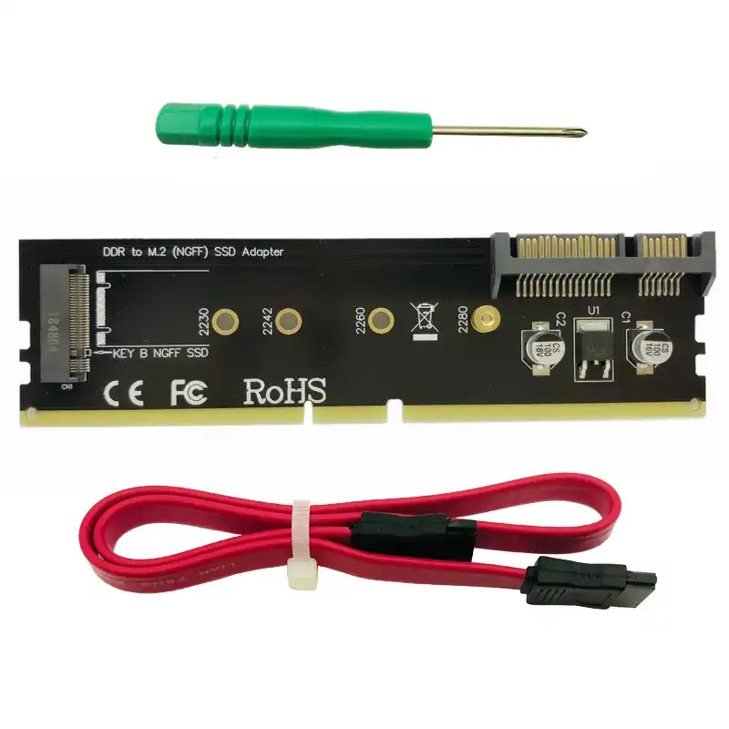 DDR3 DDR4 DDR2 to M2 SSD Adapter M.2 NGFF B Key Riser Card SATA 15Pin Power + SATA 7Pin Data ...