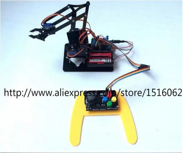 DIY Acrylic robot arm robot claw arduino kit 4DOF toys Mechanical grab ...
