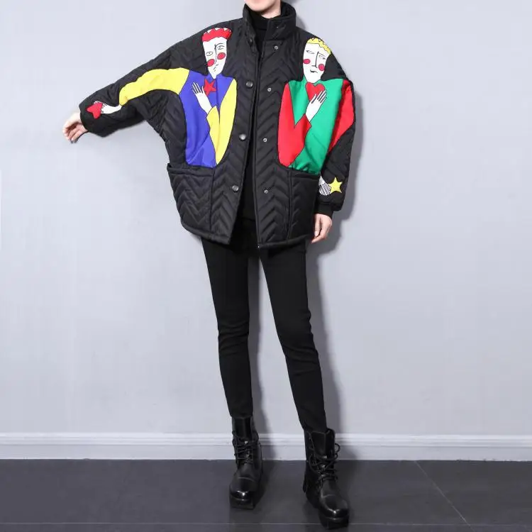 Winter Affixed Cloth Cotton Padded Clothes Loose Coat Female Characters ...