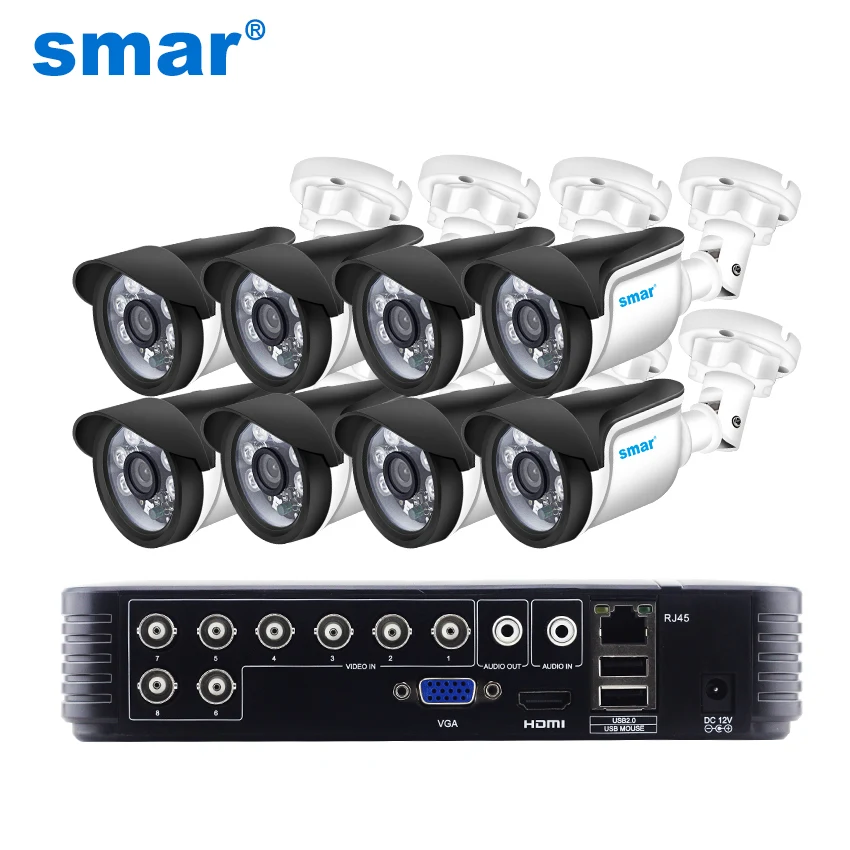 Smar 720p 1080p Ahd Camera Kit 8pcs Outdoor Cctv Camera System Ir ...