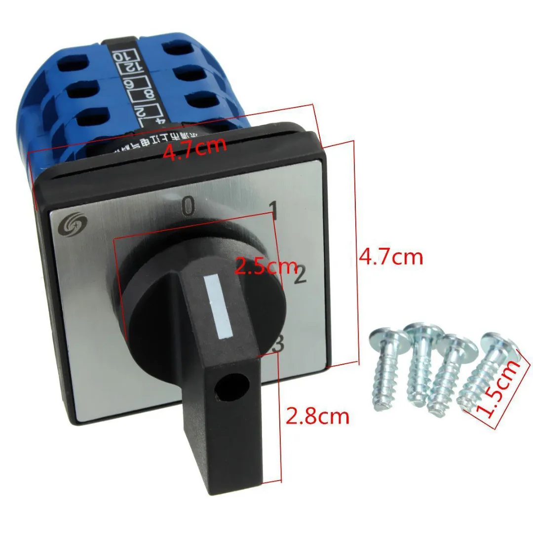 660V 20A LW28 20 Rotary Cam Switch Universal 4 Positions Changeover ...