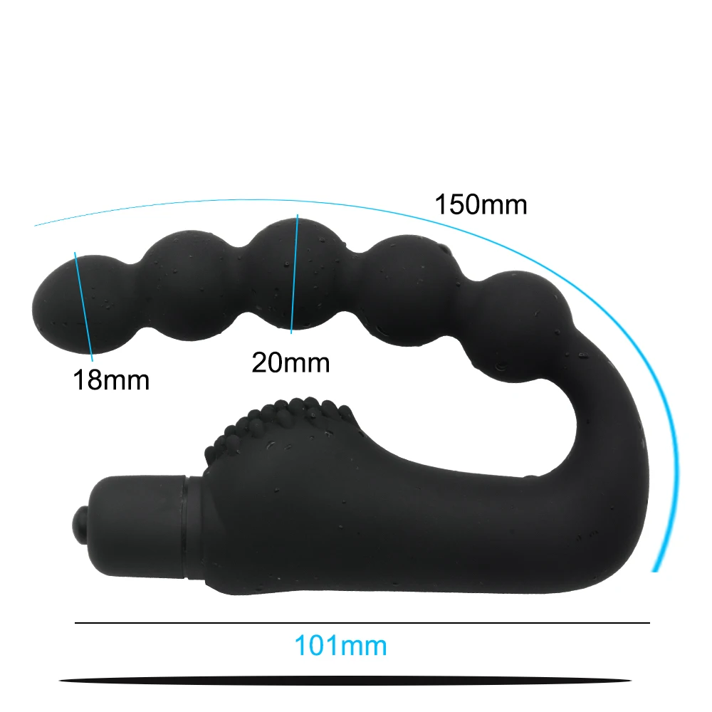 10 Frequency Unisex Vibrating Anal Beads Butt Plug Vibration Silicone