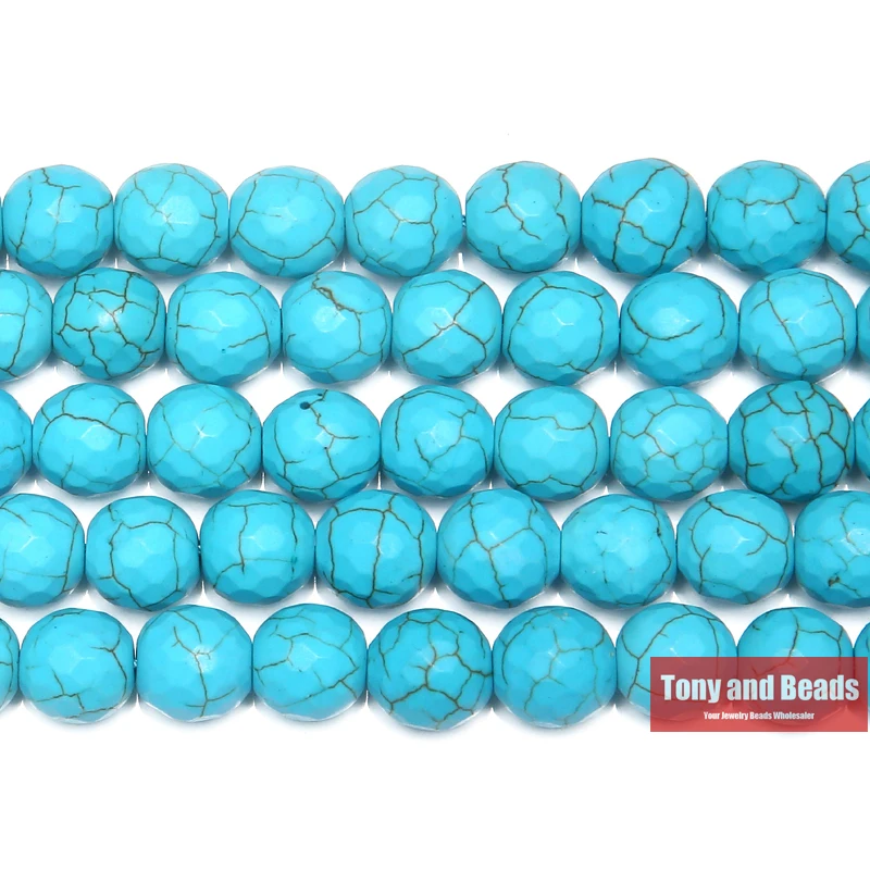 Natural-Blue-Turquoise-Faceted-Round-Loose-Beads-15-Strand-4-6-8-10MM ...