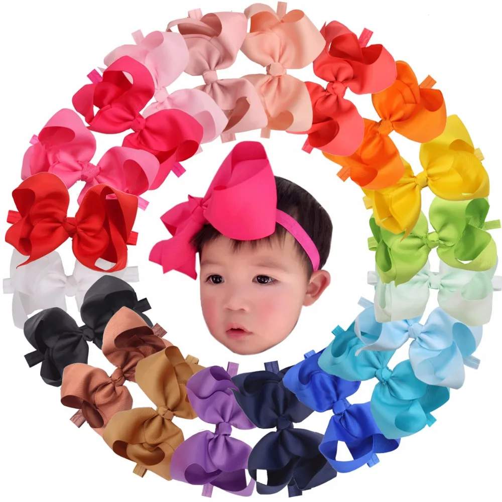 20 Pcs 6 inches Big Bows Baby Girls Toddlers Kids Teens Children ...