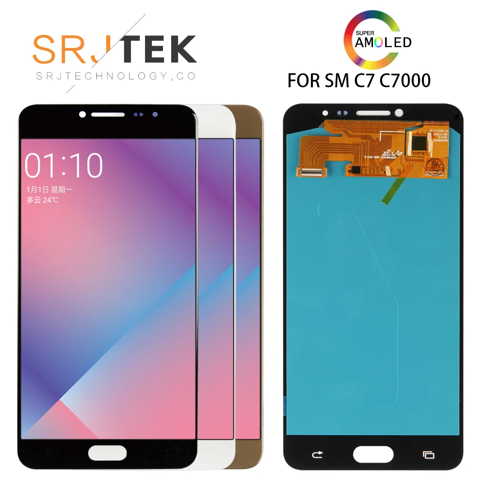 LCD 디스플레이 터치 스크린 디지타이저 어셈블리 교체 부품, 삼성 갤럭시 C7 C7000 SM C7000 OLED LCD 스크린, 5.7 인치|휴대폰 LCD ...