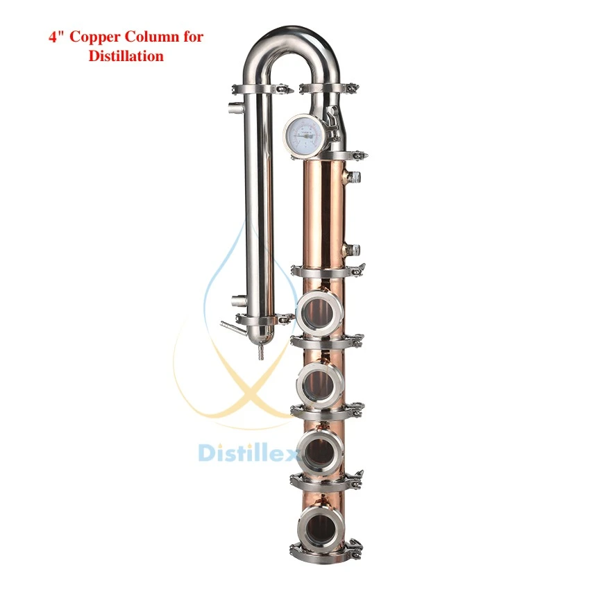 Clamp 4" 102mm (od119mm ) Copper Bubble Plates Distillation Column With ...