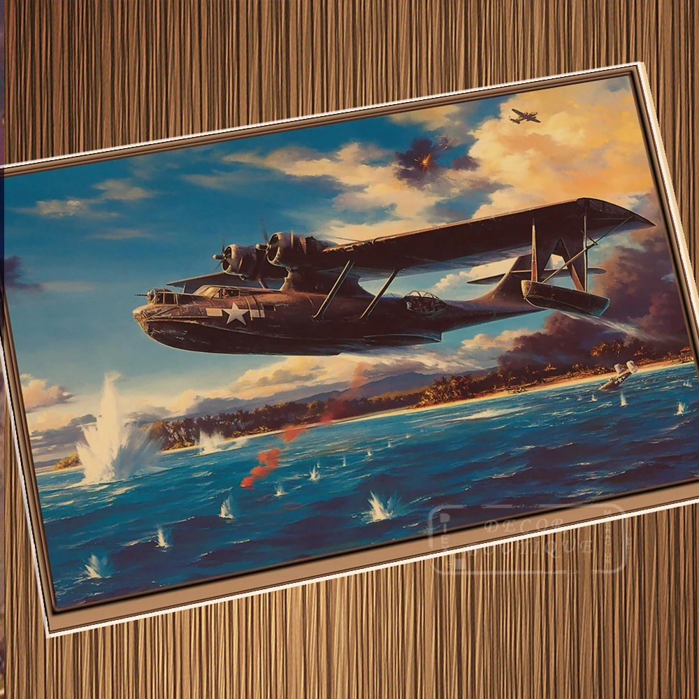 Old Classic Ww2 Fight Aircraft Ww1 Airplane Poster Vintage Retro Canvas ...