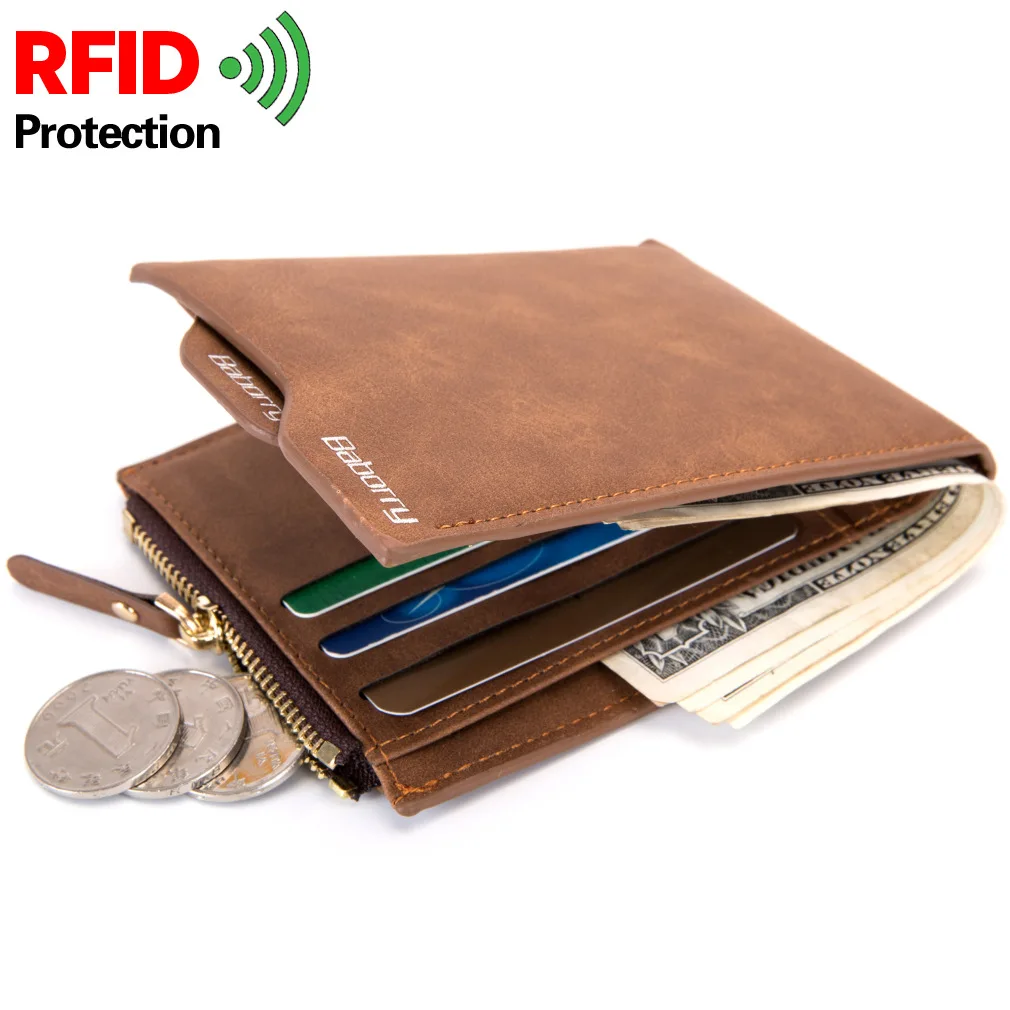 Baborry RFID Protection Wallet Men Soft Leather Wallet With Removable ...