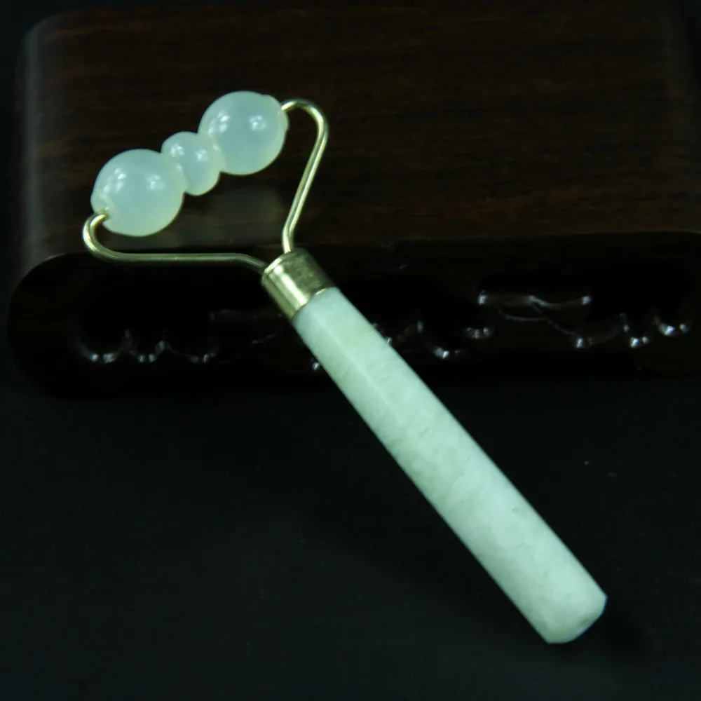 Himabm 1 Pcs Natural Polished Jade Facial Slimming Massager Wand Sticks Jade Roller For Eyes And