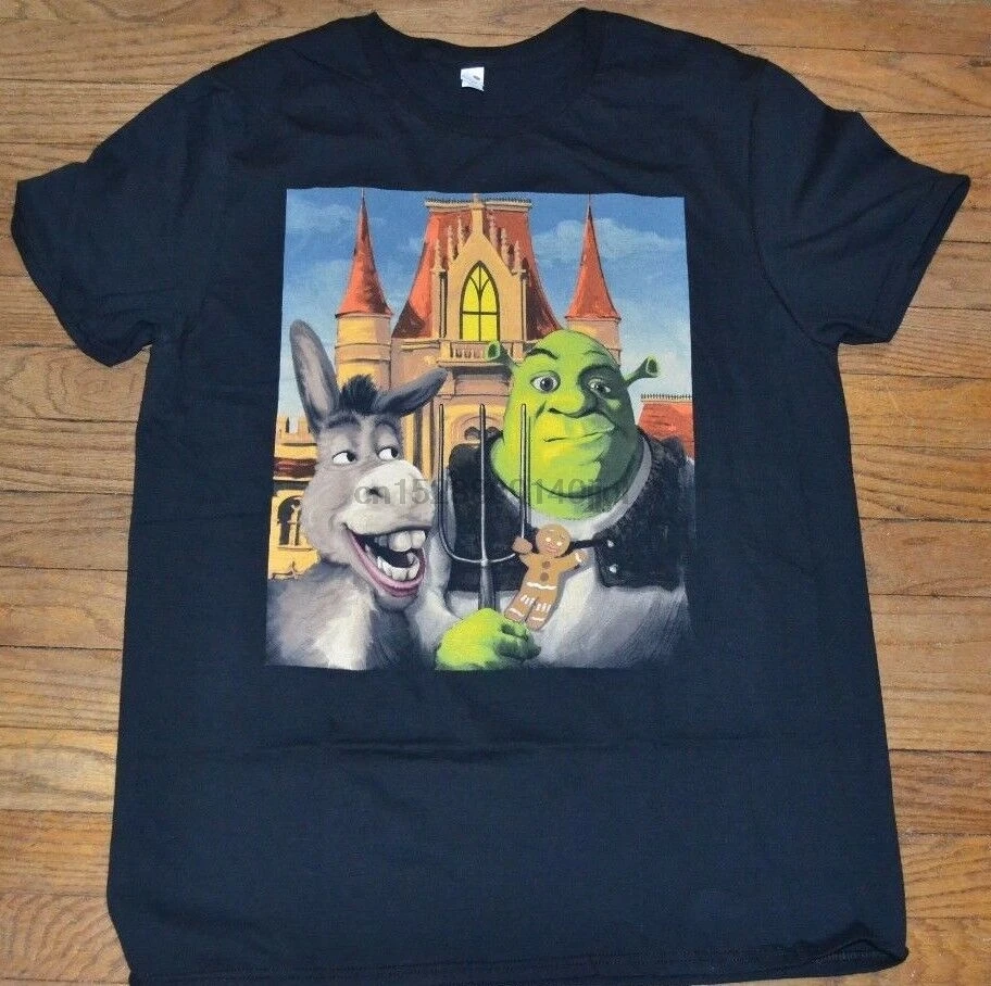 Shrek Donkey Adulto Mens Gráfico T Shirt American Gothic Forcado ...