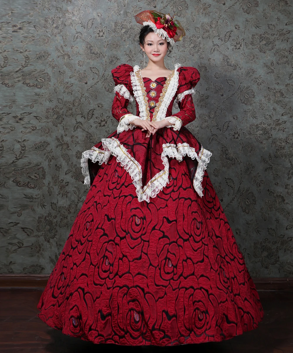Rojo rococó vestido Marie Antoinette vestidos gótico parte período ...