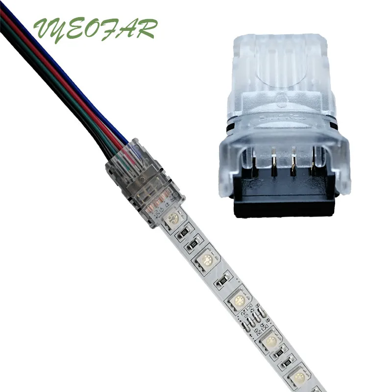 10pcs 4pin 10mm LED RGB Strip Connector For RGB SMD 5050 LED Strip to ...