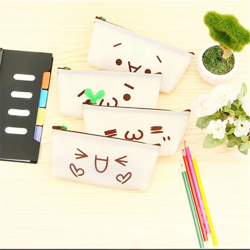 Funny Expression pencil case Silicone Waterproof Pencil Bag Stationery ...