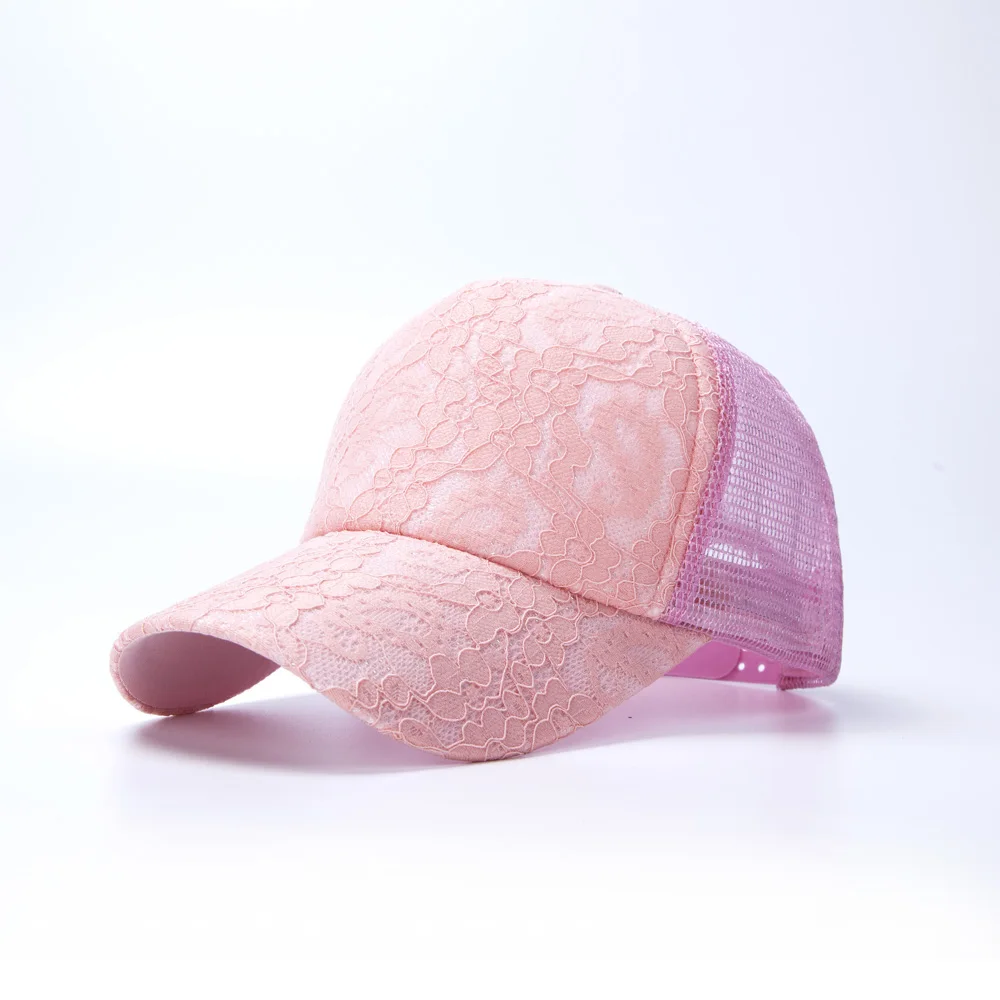 Womens Snapback Hats Baseball Caps Lace Sun Caps Breathable Mesh Hat