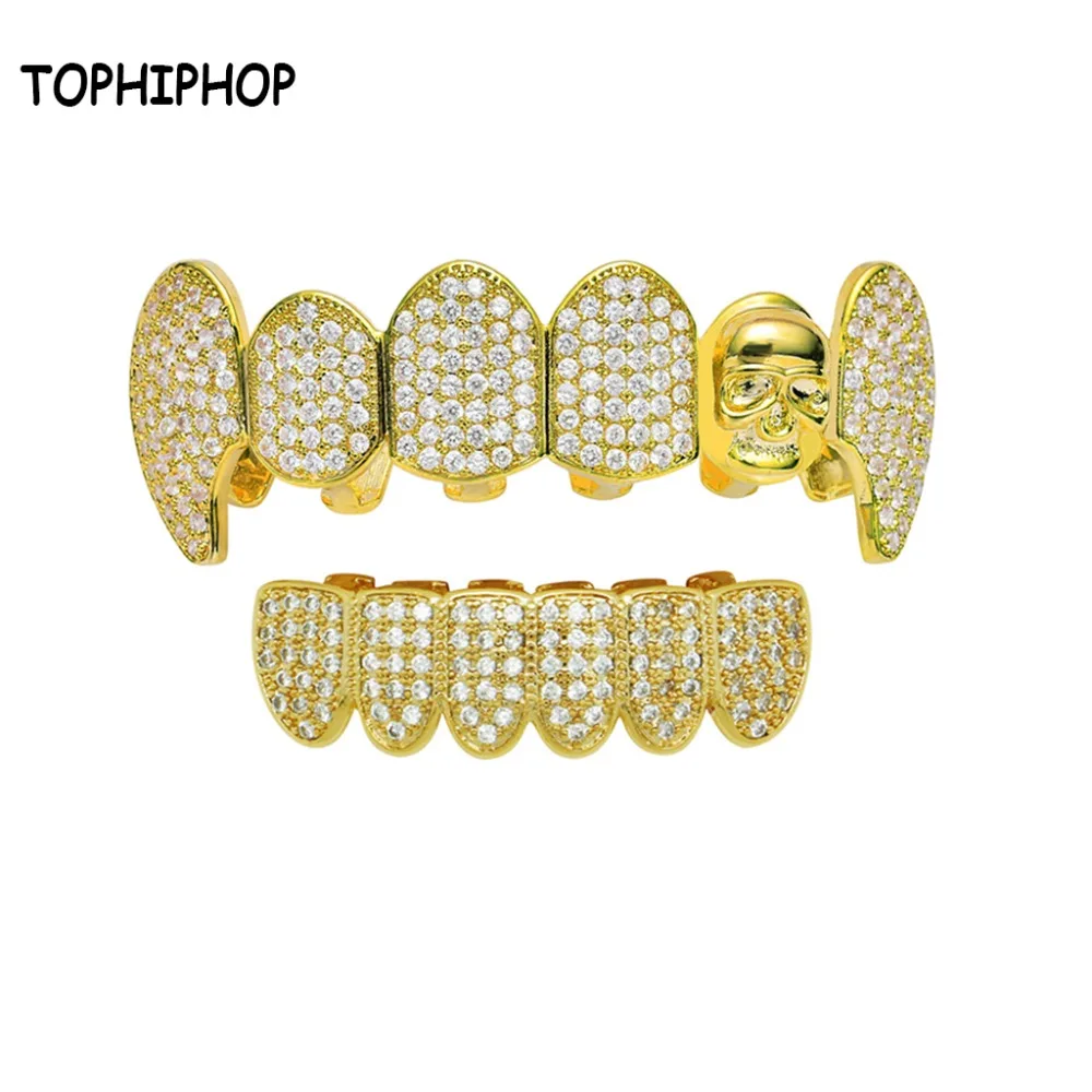 Tophiphop Micro Pave New Style Fangs Jesus Grillz With Bling Aaa Cubic