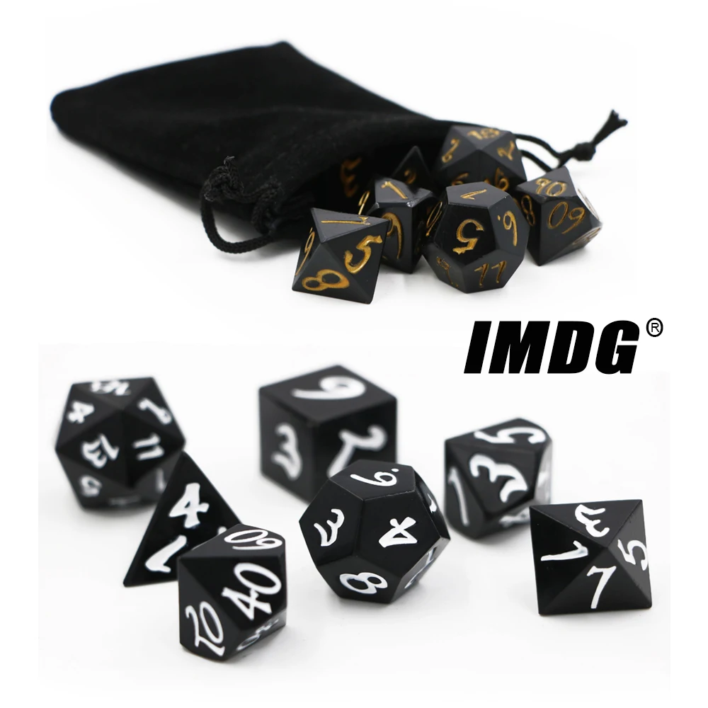 Imdg 7 Pcs/set Kreatif RPG Permainan Dadu Polyhedron Logam Dadu DND ...