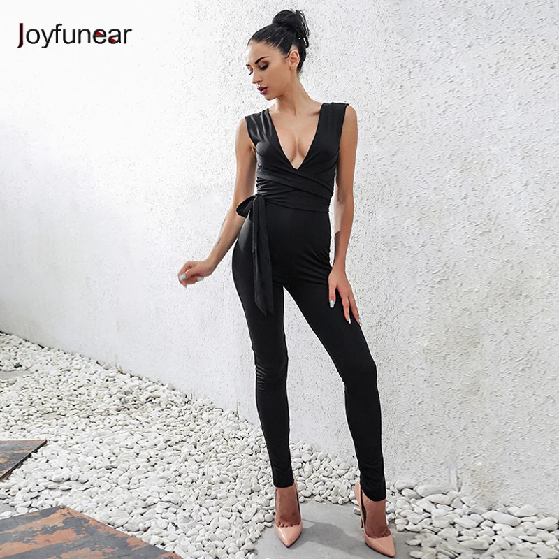 Joyfunear Women Bodysuit Rompers With Belt Clubwear Rompers Womens