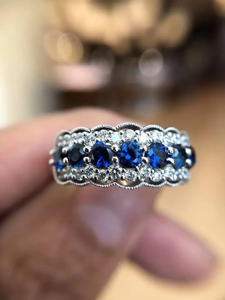 hot-sale-Blue-Stone-Ring-Crystal-Round-Zircon-Finger-Ring-Cute-Wedding ...