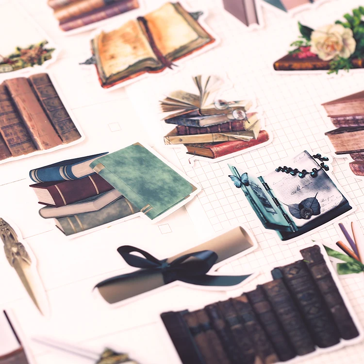 22pcs Cute Retro Books Kids Fun Paper Stickers Homemade Bookkeeping ...