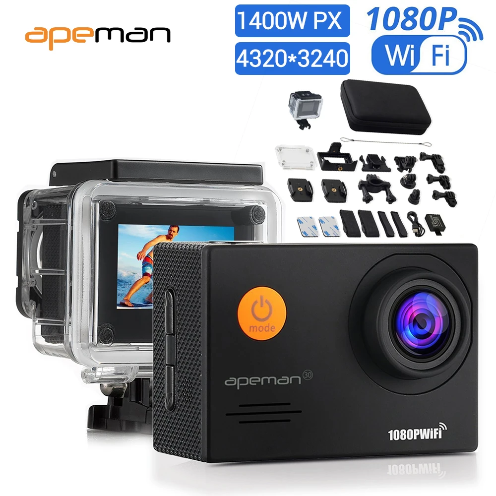 Apeman 1080p 14mp Wifi Ultra Hd 1080p/60fps 720p Sports Action Cam ...