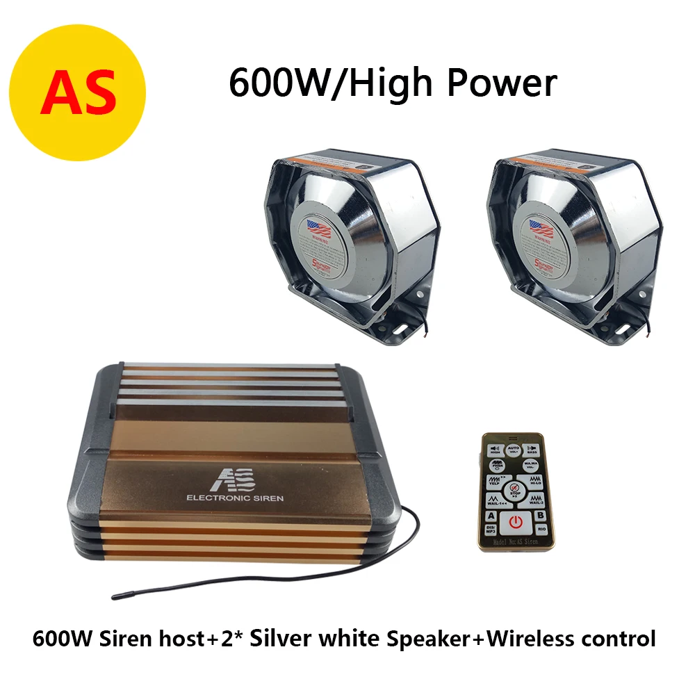 600W High Power Amplifier Police Siren With Two Speaker DC12V Multi ...